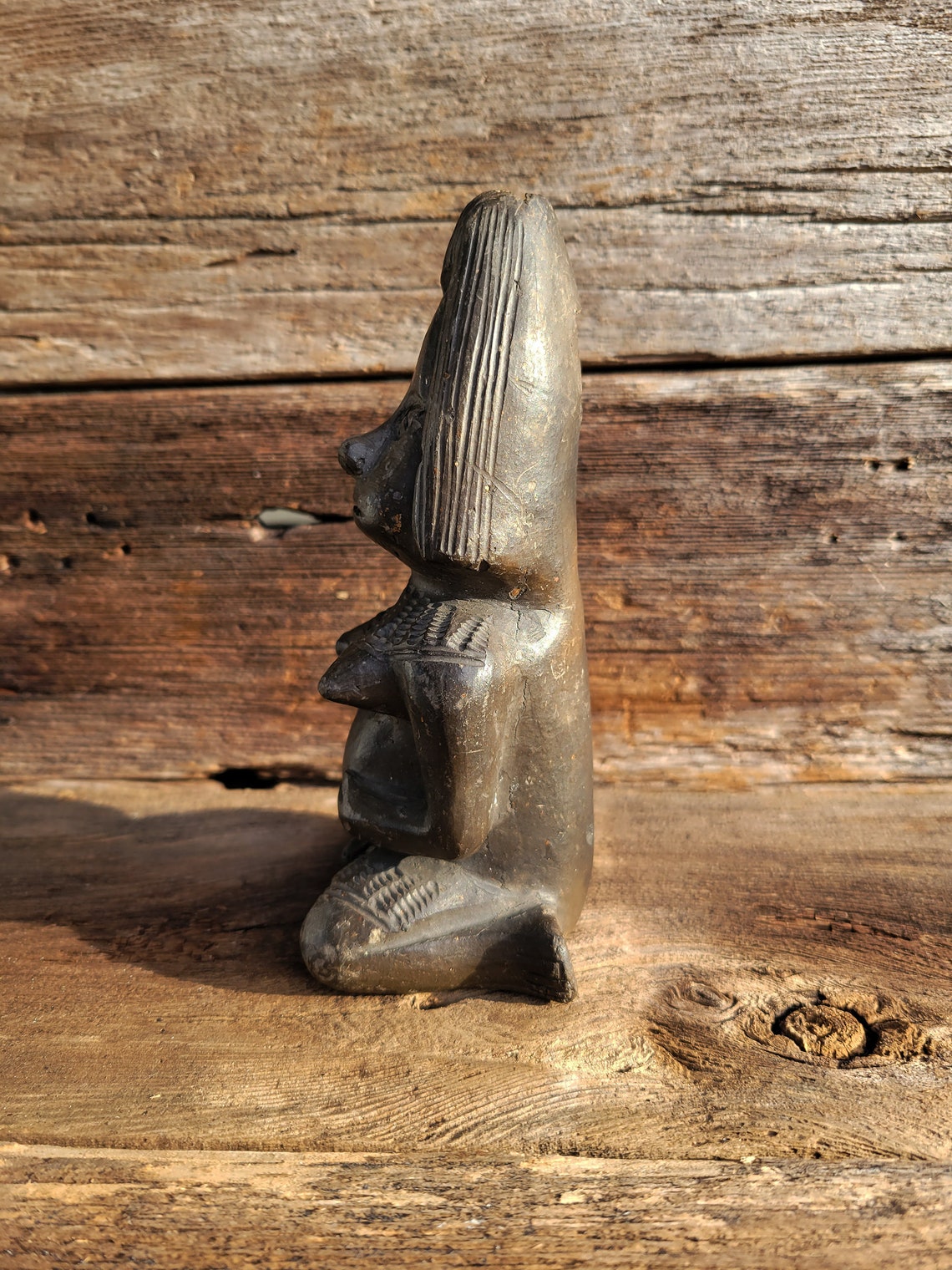 Aztec Mayan Ocarina Goddess of Fertility Blackware Pottery One of A ...