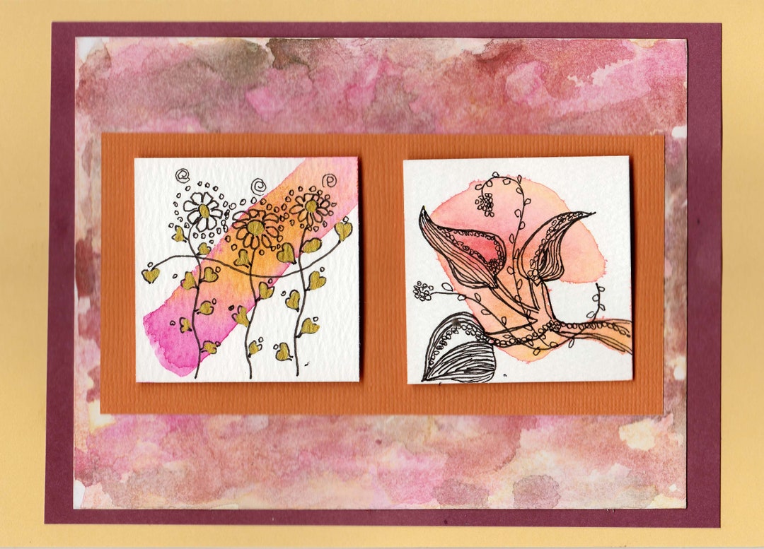 Art Greeting Card, Flora Zen by Silver Moon, ORIGINAL, Artisan Signed ...