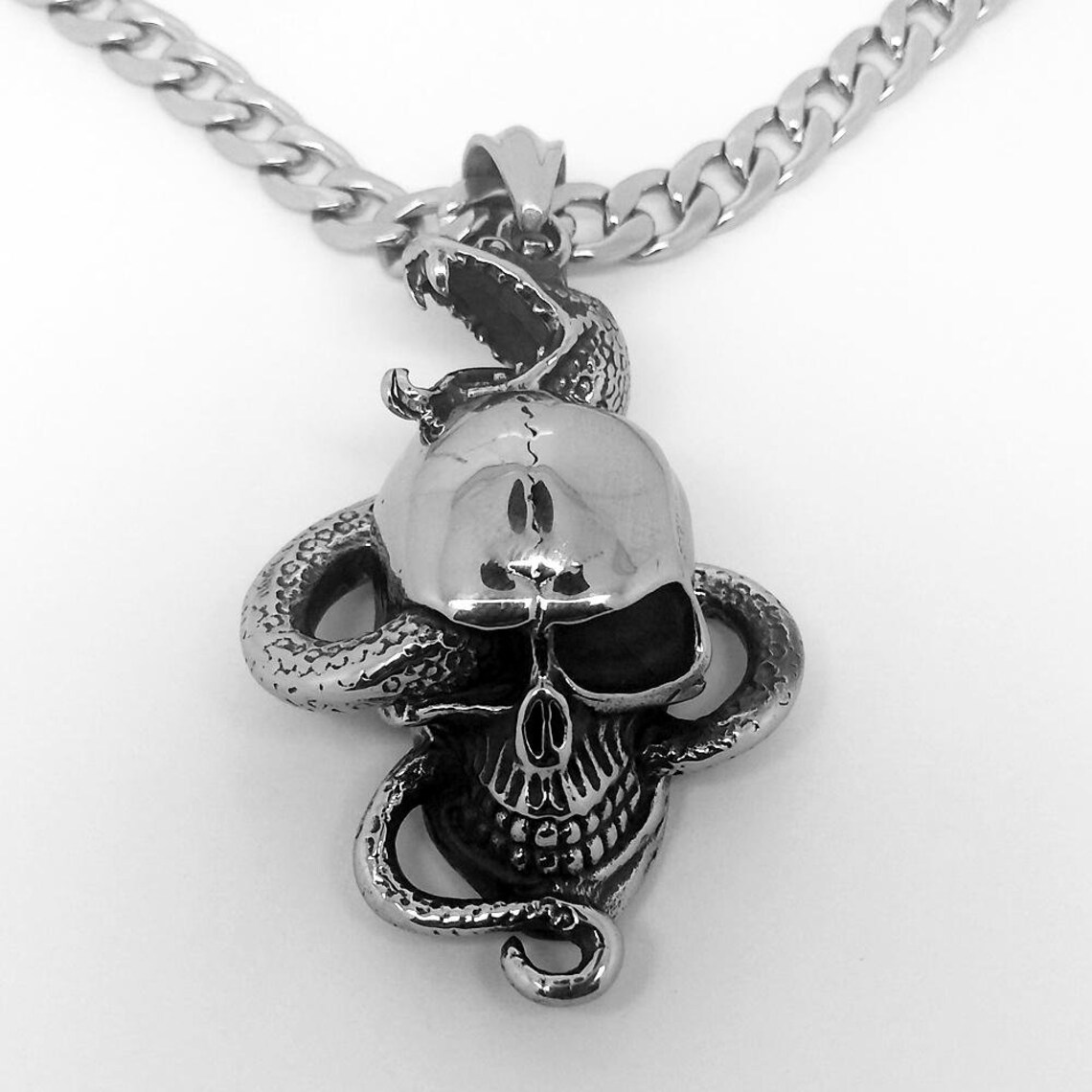 Snake Skull Pendant Necklace | Etsy