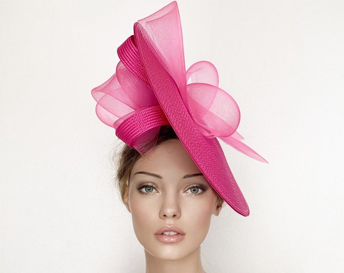 Hot Pink Hat, Fuchsia Derby Fascinator Hat, Royal Ascot Hats, Wedding ...