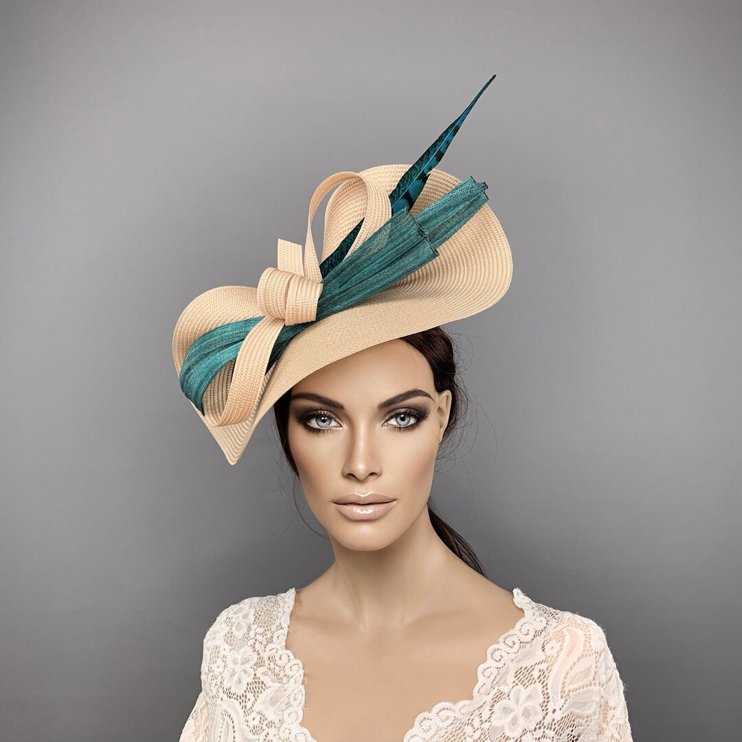 Green Kentucky Derby Hat, Camel and Green Ascot Hat, Green Tea Party ...