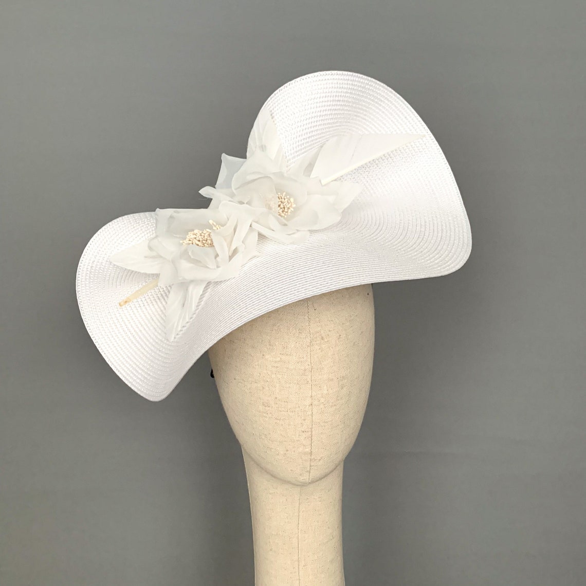 White Fascinator White Floral Races Hat Derby Fascinator - Etsy