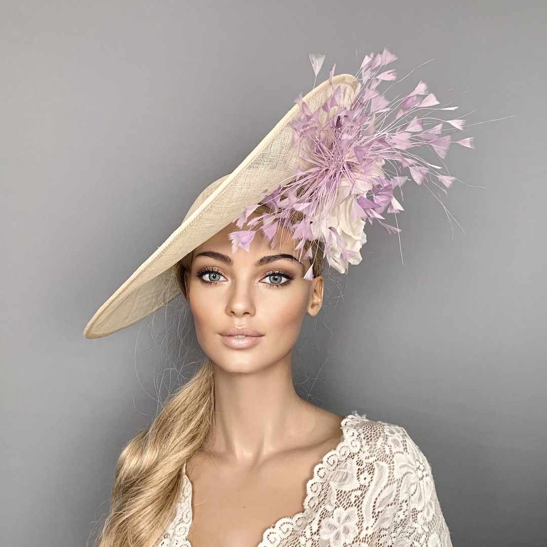 Kentucky Derby Hat, Light Purble Derby Hat, Ivory Royal Ascot Hat for ...