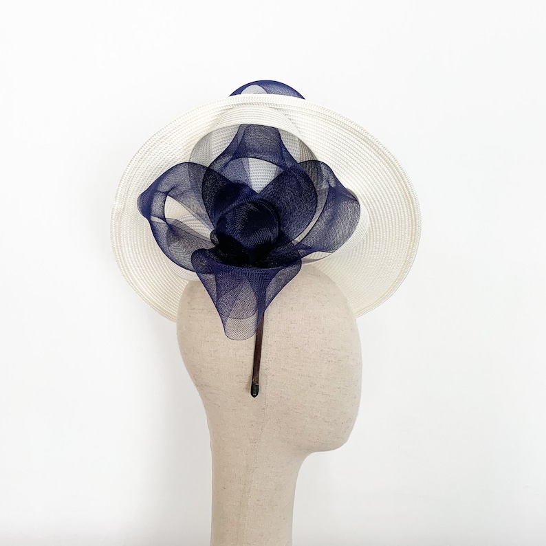 Navy Blue Fascinator Cream and Blue Races Hat Royal Ascot - Etsy UK