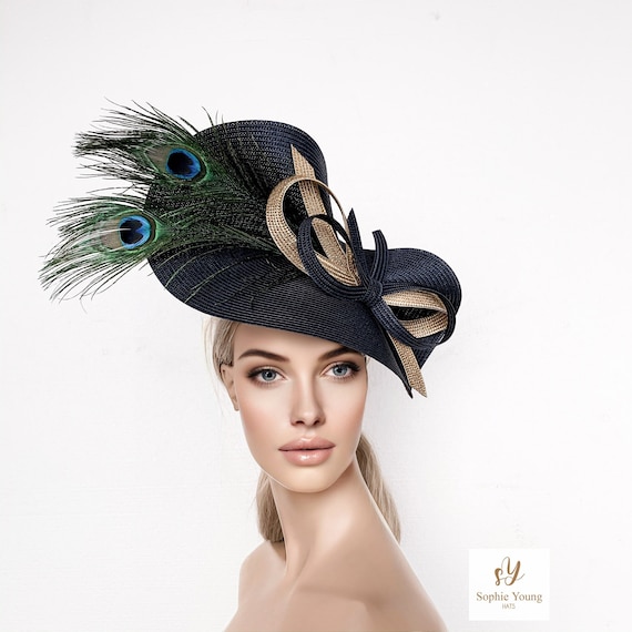 Royal Ascot Hat Peacock Race Day Hat Royal Ascot Fascinator Cocktail Hat Cocktail Fascinator Wedding Hat Navy Gold Peacock Fascinate Hat Etsy Ireland