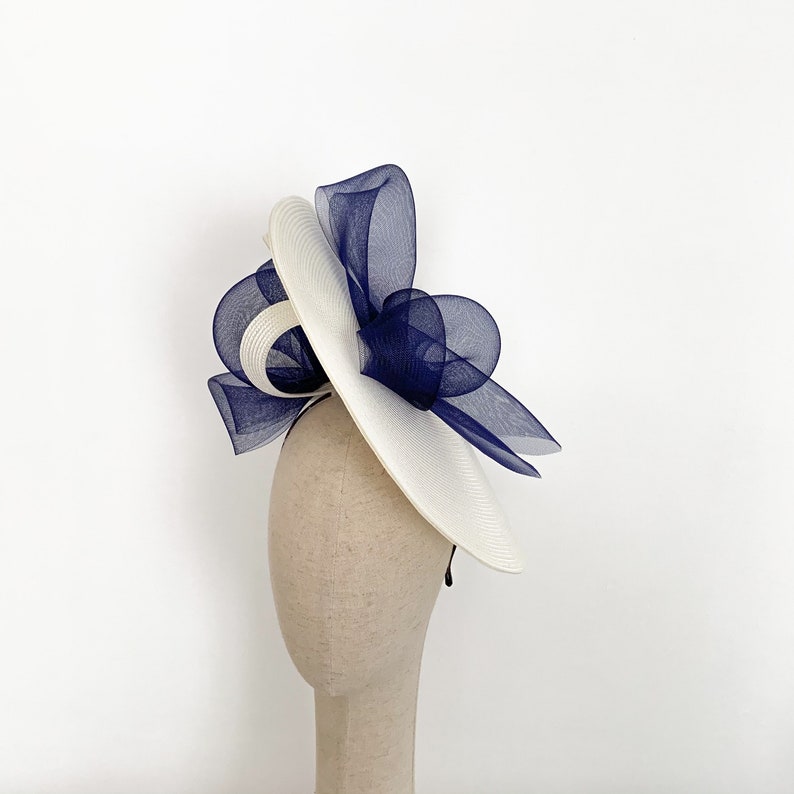 Navy Blue Fascinator Cream and Blue Races Hat Royal Ascot - Etsy UK