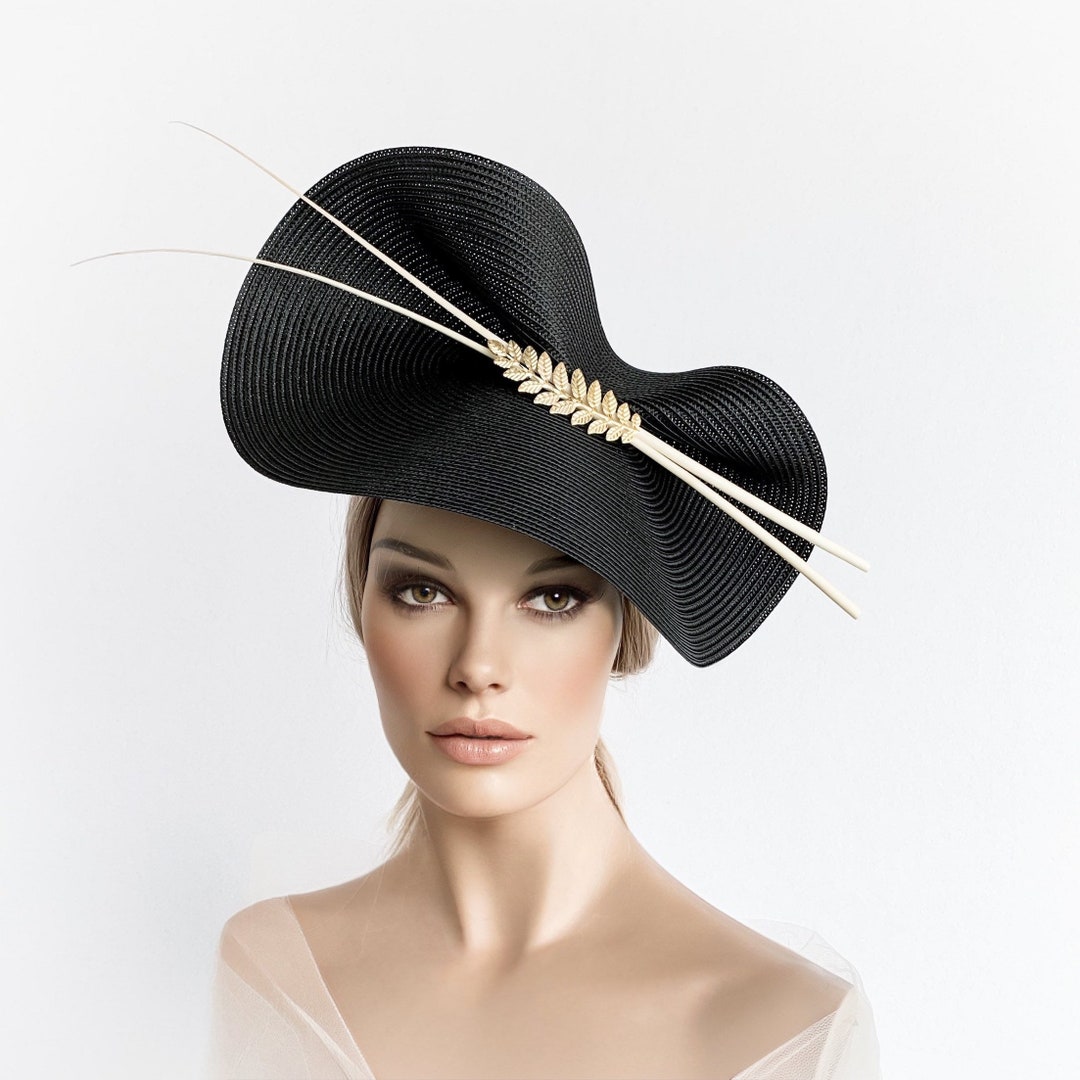 Black and White Races Fascinator, Black Ascot Hat, Black Kentucky Derby ...