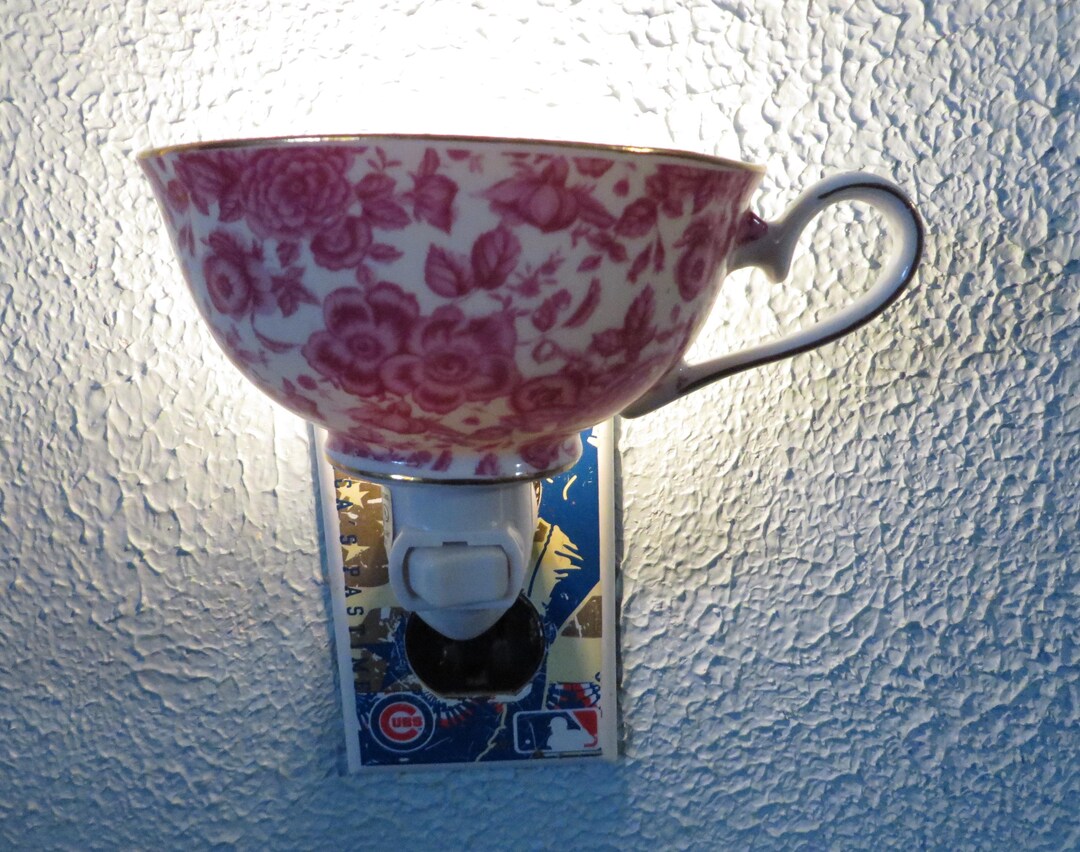 Floral Teacup Nightlight - Chintz Roses Ceramic Tea Cup Night Light ...