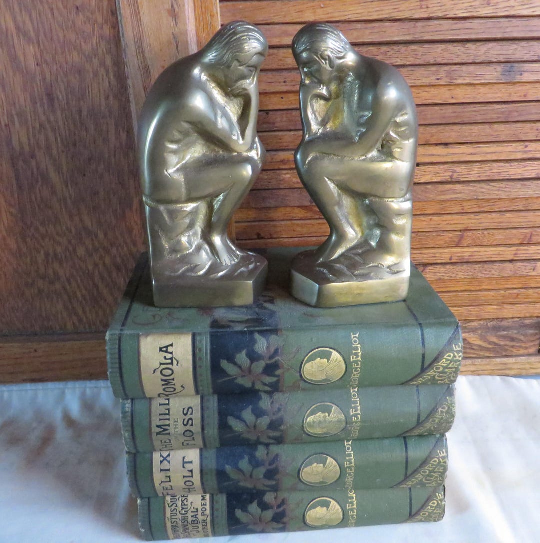 The Thinker Bookends - Mid Century Rodin's Thinking Man Book Ends ...