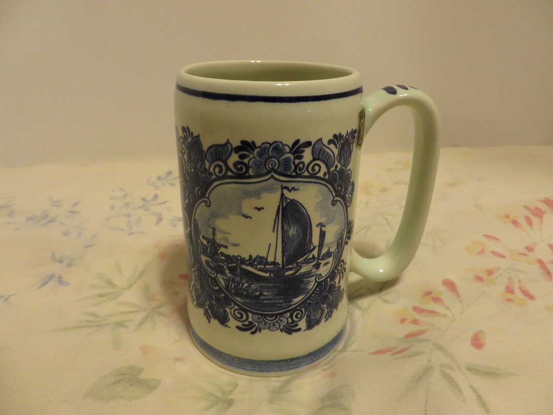 Vintage Delft Holland Stein - Blauw Delfts - Distel - Hand Painted Made ...