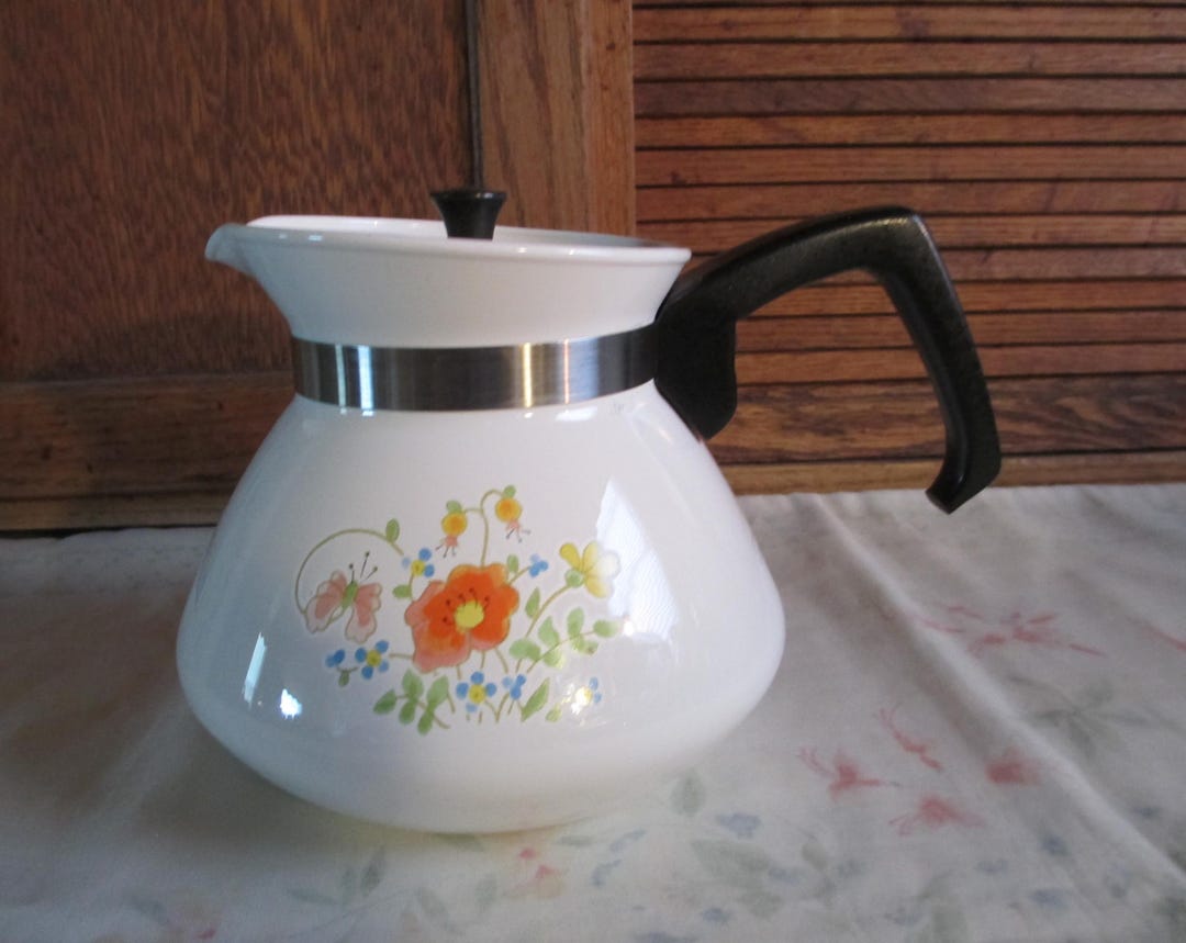 Corning Ware Tea Pot - Corelle Wildflower Pattern - Model P-104 - Six ...