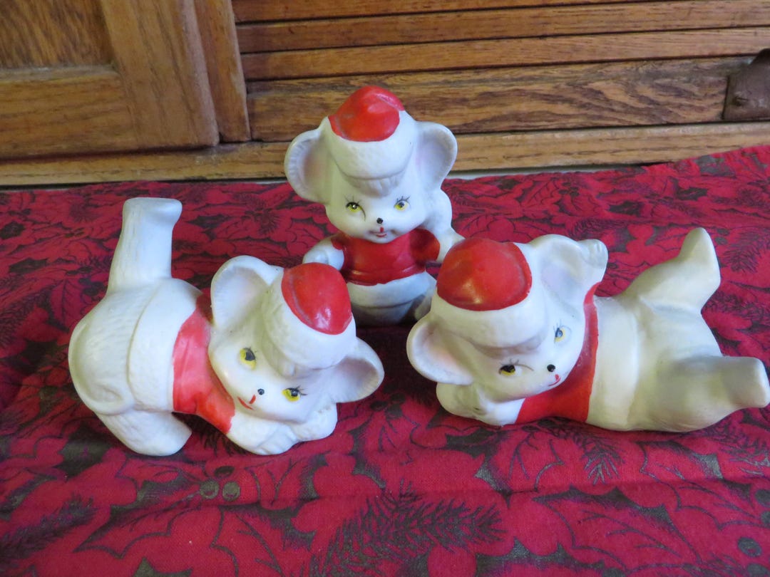 Trio of Christmas Mice - Set of Three Tumbling Mice From the 1980's ...
