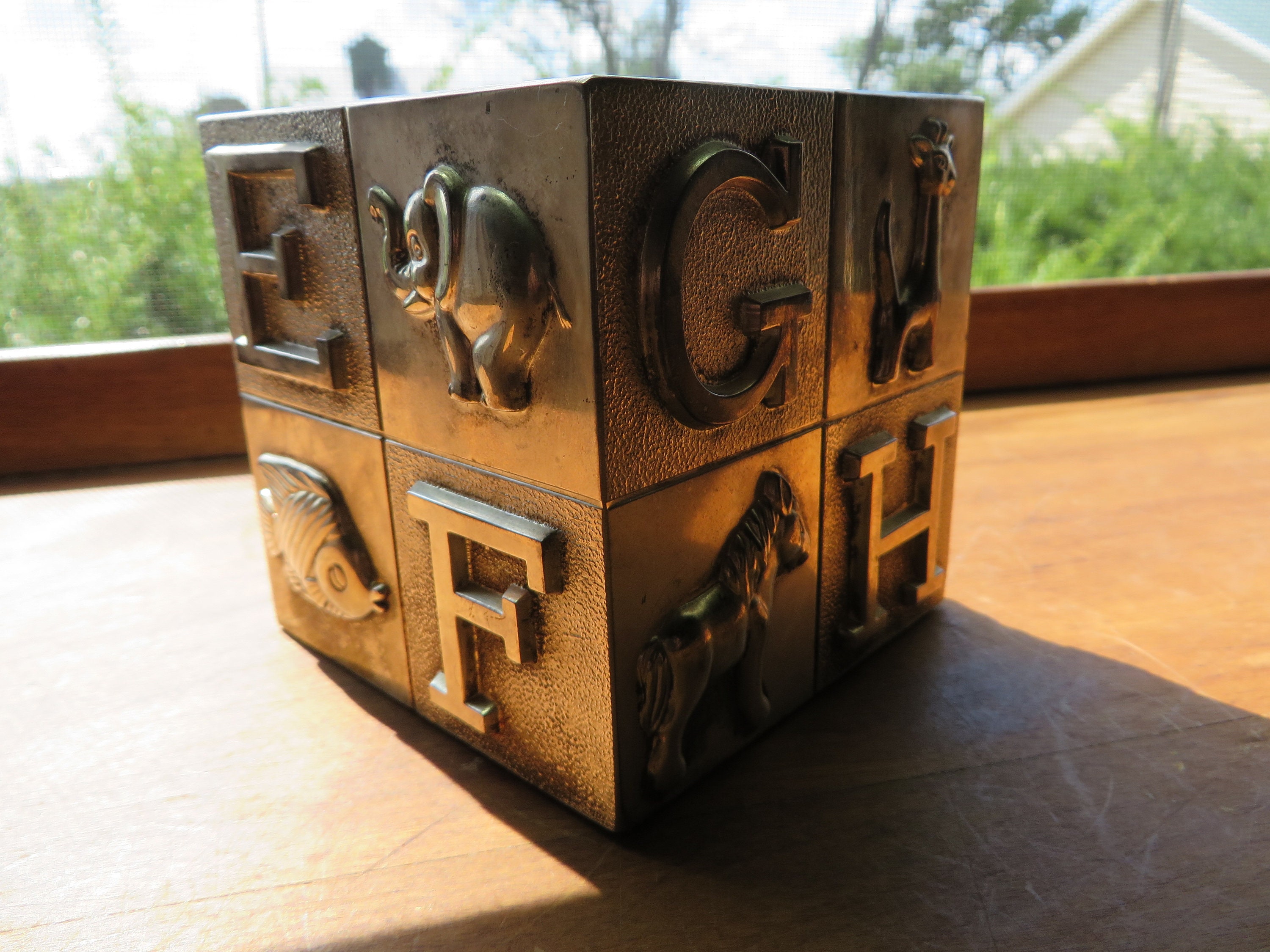 ABC Cube Bank Silver Plated Coin Bank Nice Vintage Patina - Etsy.de
