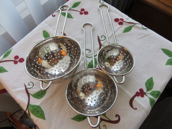 Three Small Strainers Stainless Steel Mini Colanders With | Etsy