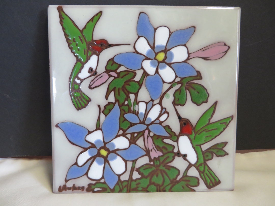 Hummingbird Art Tile - Trivet Made in 1995 in Tucson Arizona - Two ...