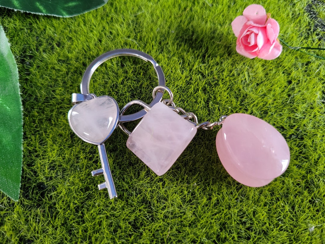 Crystal Keyring, Keychain, Bag Chain, Key Ring, Key Chain, Rose Quartz ...