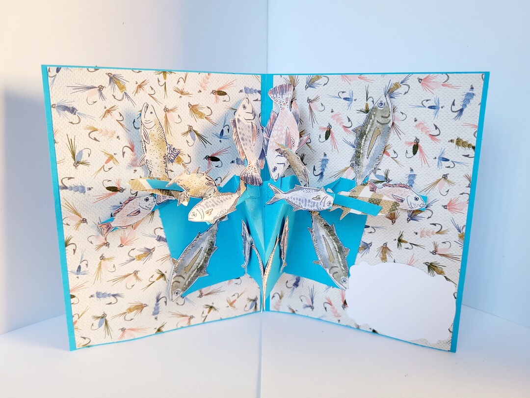 Handmade Thank You Card, Popup Fish Card With Envelope, Fish Jumping ...