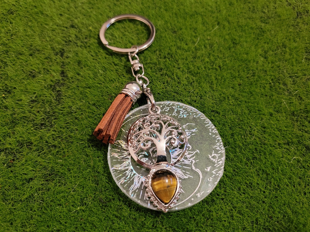 Tiger Eye Keyring, Tree of Life Keychain, Bag Chain, Key Ring, Key ...