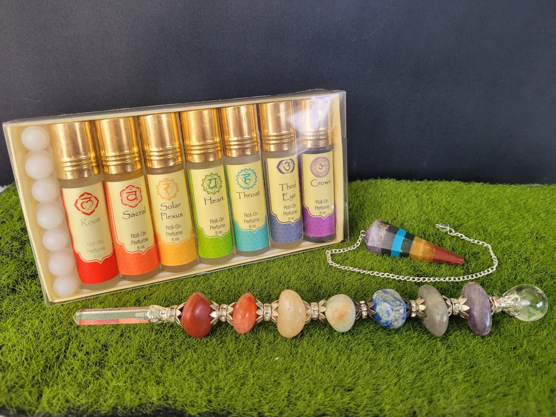 Chakra Gift Set, 7 Chakra Oils, Chakra Incense, Soap Stone Incence ...