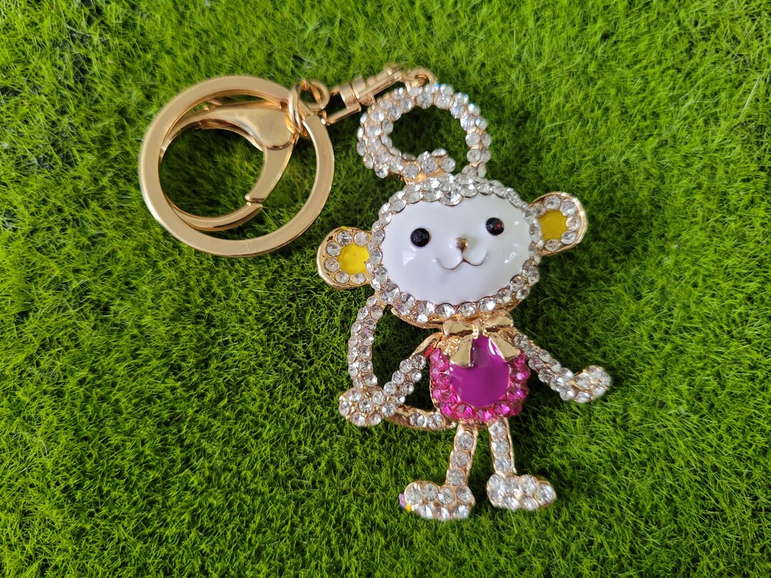 Sparkling Rhinestone Crystal Keychain, Monkey Rhinestone Keychain, Cute ...