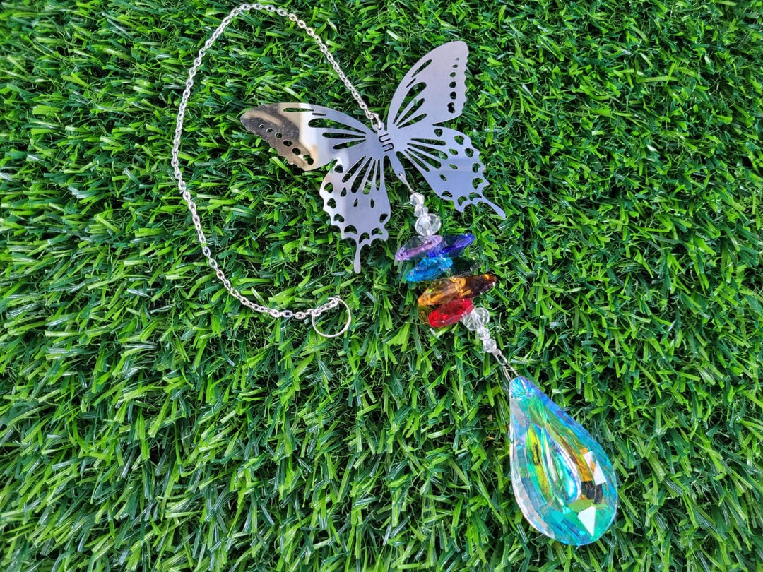 Butterfly Crystal Suncatcher, Suncatcher for Window, Butterfly Rainbow ...