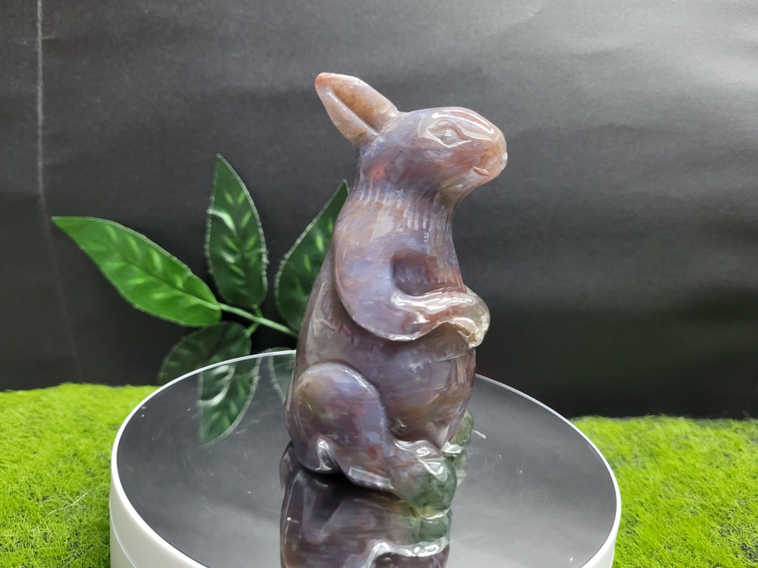 Ocean Jasper Rabbit Carving, 267g 97mm H X 43mm W, Crystal Bunny ...