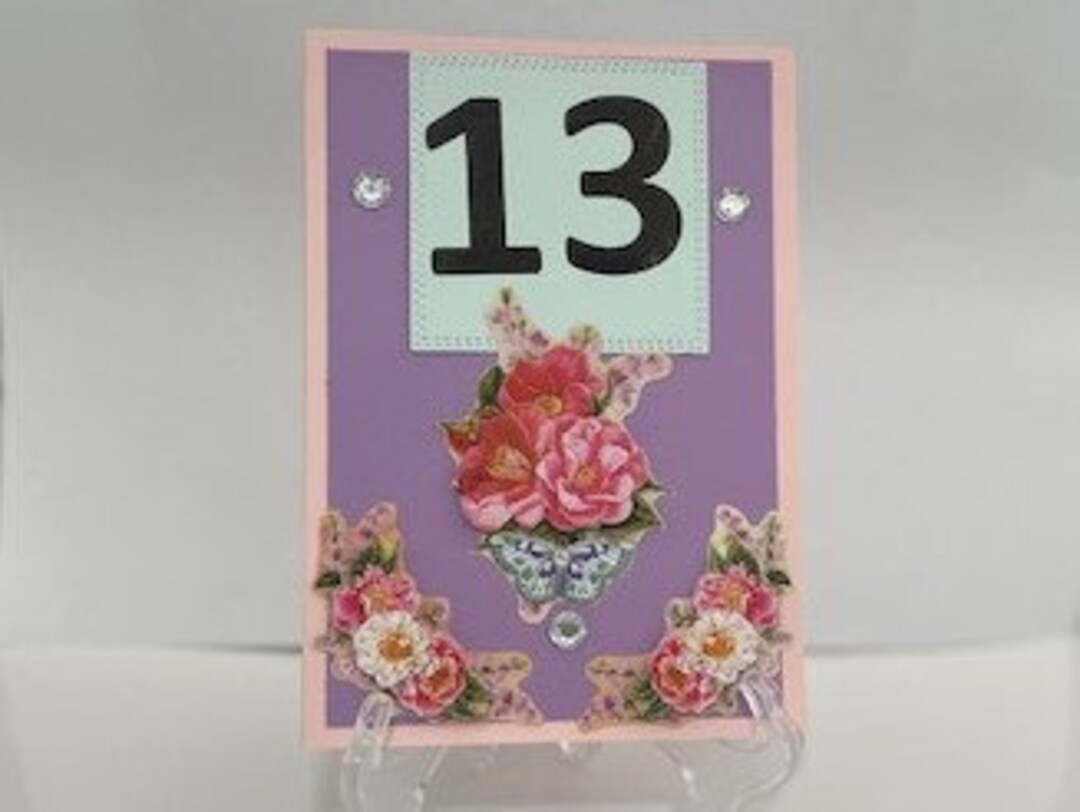 Handmade 13th Birthday Card With Envelope, 13 Birthday, Flowers - Etsy
