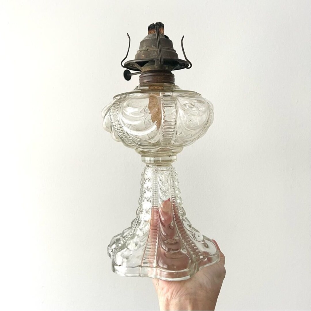 Antique EAPG Coolidge Drape Glass Oil Lamp Good Condition Unique and ...