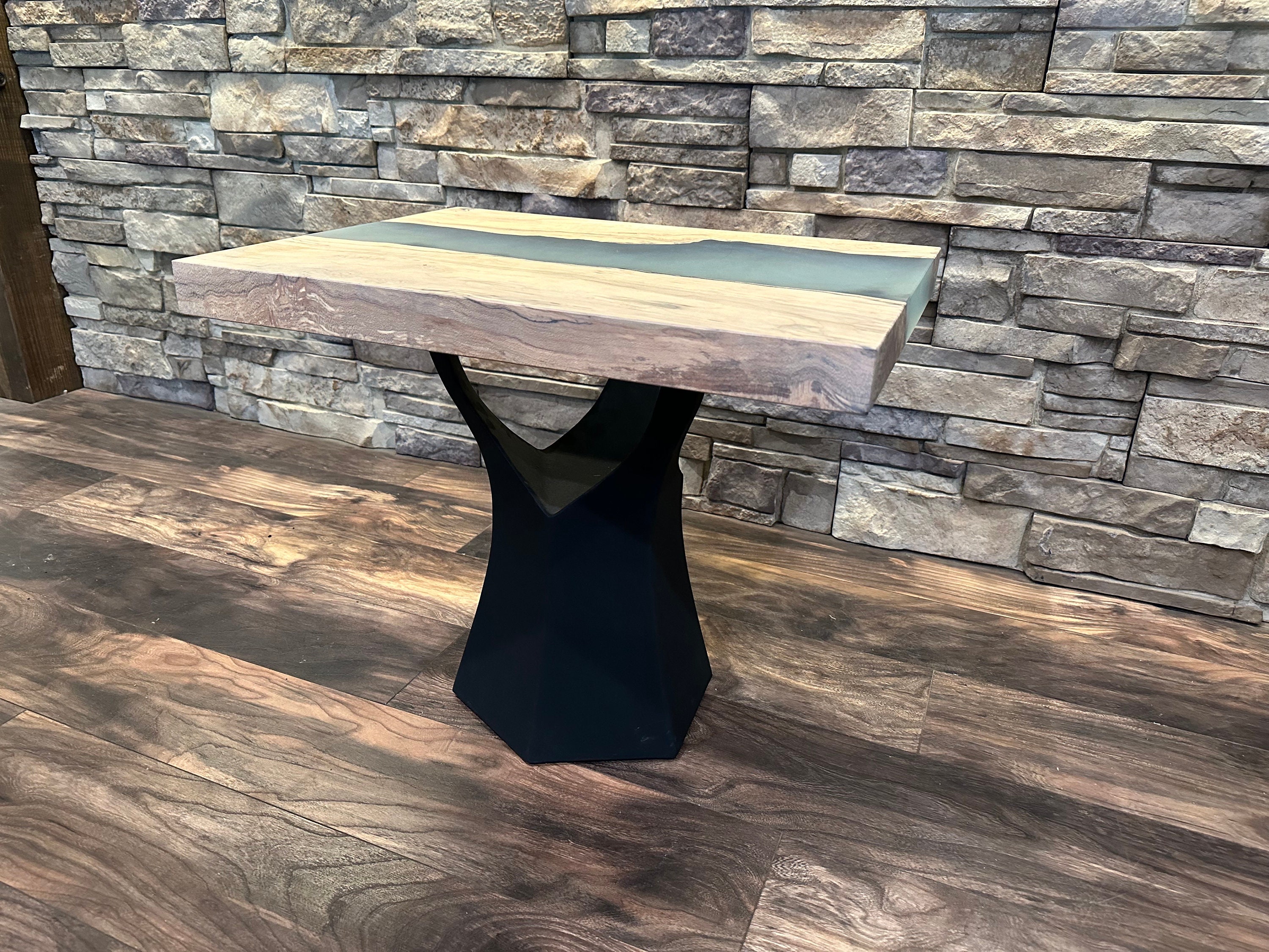 The Coastal Blue, Maple Epoxy River End Table - Etsy