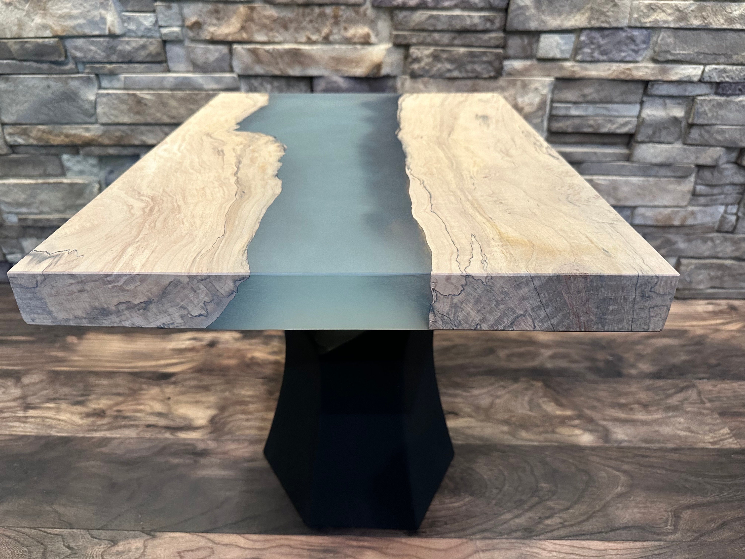 The Coastal Blue, Maple Epoxy River End Table - Etsy