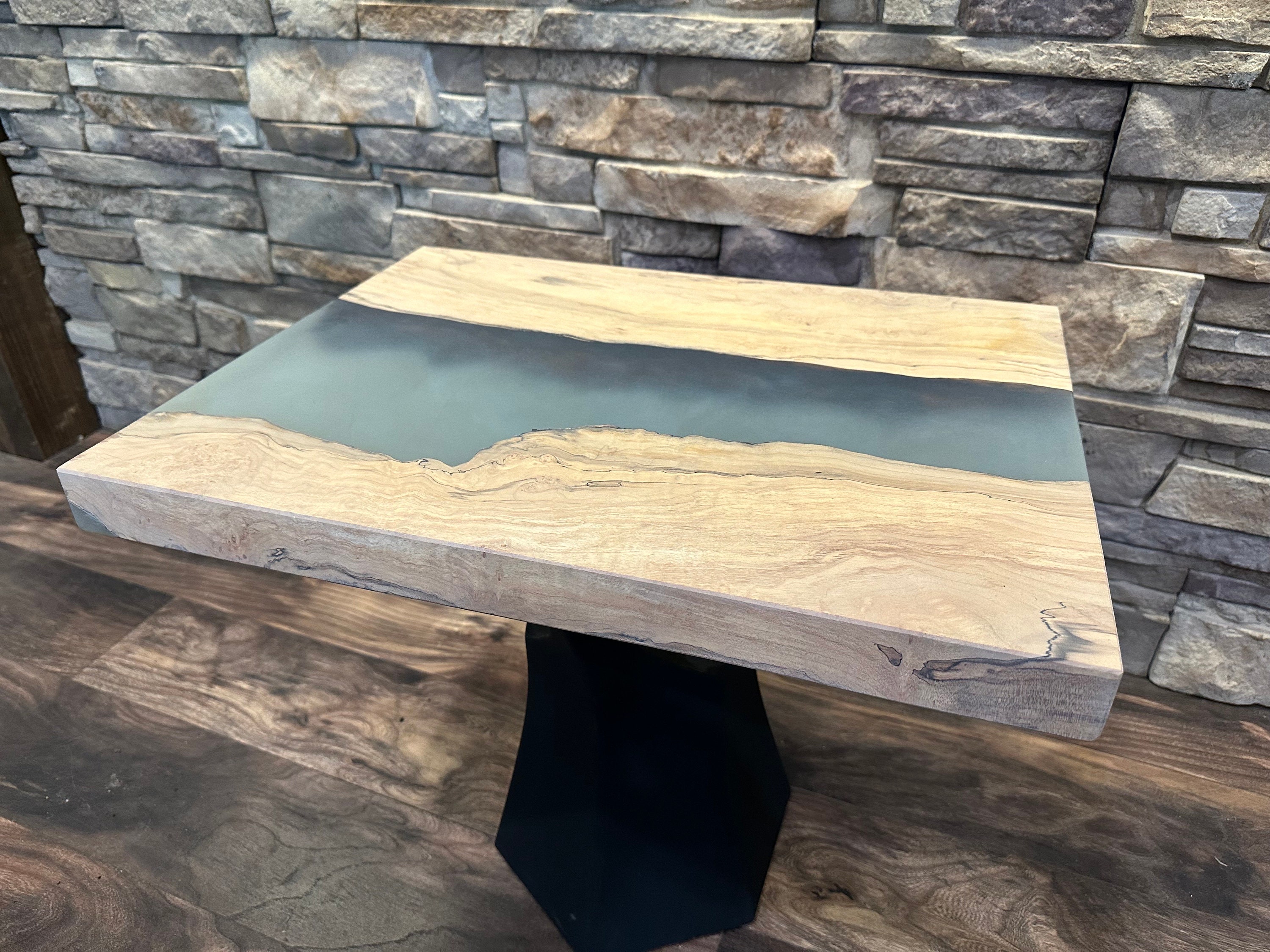 The Coastal Blue, Maple Epoxy River End Table - Etsy