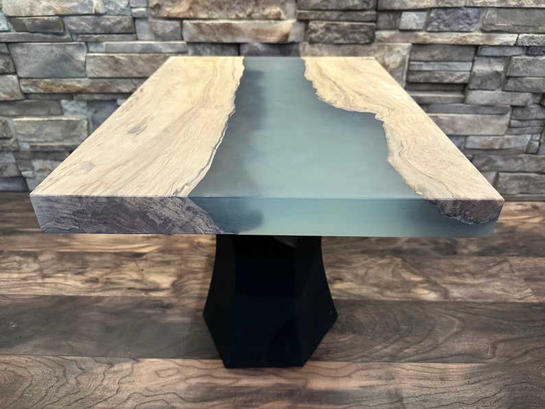 The Coastal Blue, Maple Epoxy River End Table - Etsy