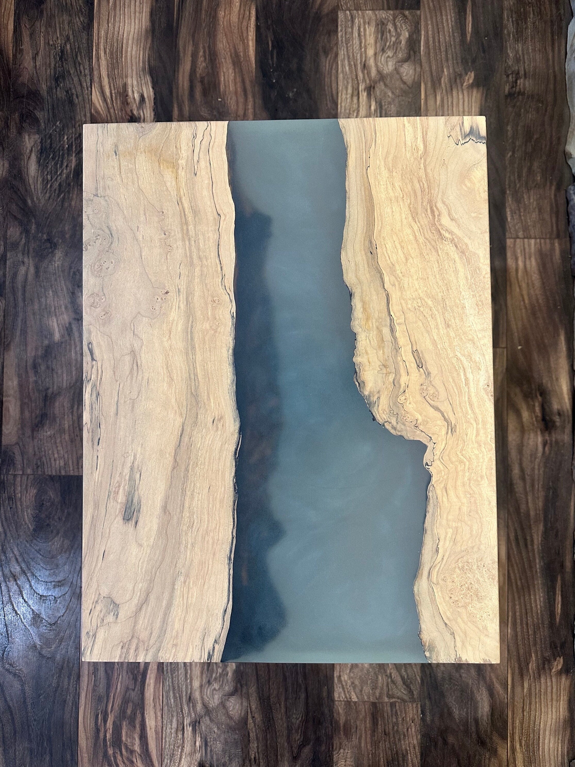The Coastal Blue, Maple Epoxy River End Table - Etsy