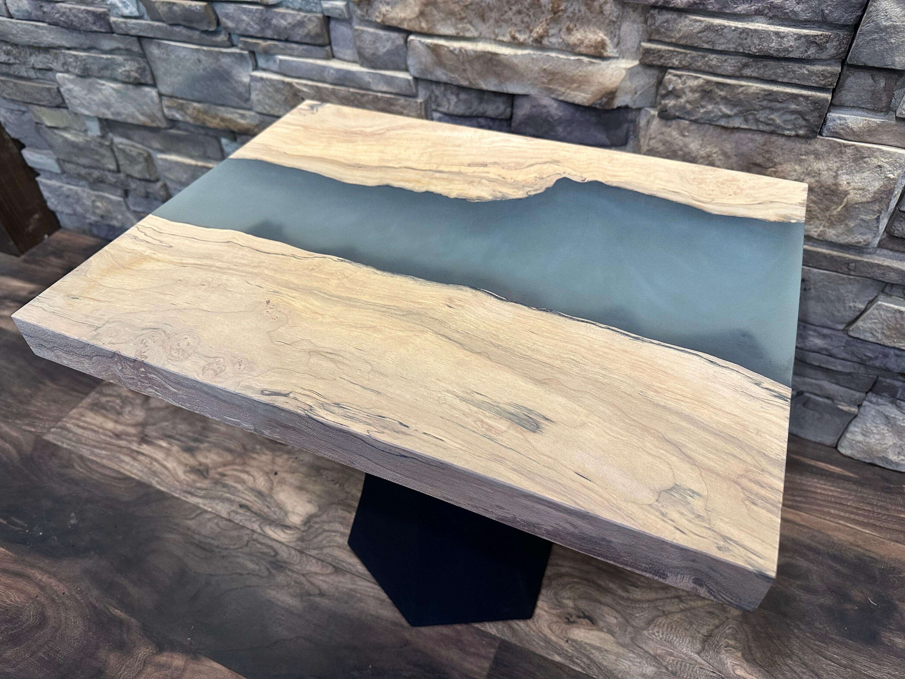 The Coastal Blue, Maple Epoxy River End Table - Etsy