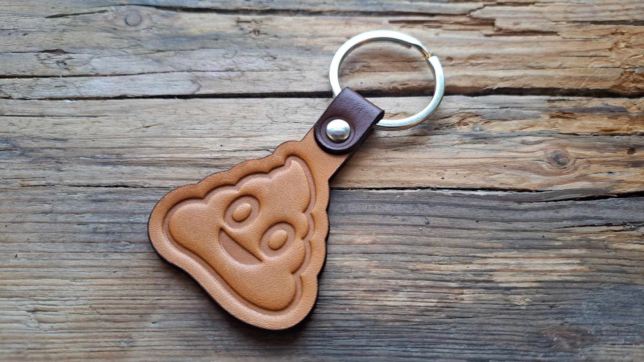 Handmade Leather Poop Emoji Keyring: Novelty Turd Emoticon Gift - Etsy
