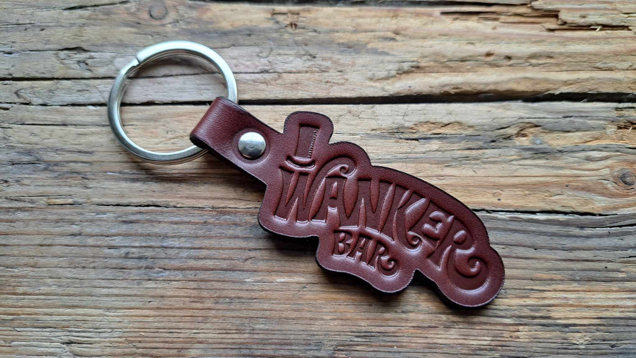 Wonka Inspired 'wanker Bar' Handmade Leather Keyring Chocolate Gift Fun ...