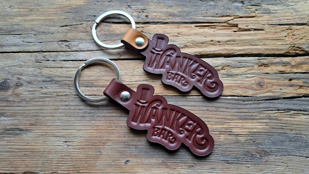 Wonka Inspired 'wanker Bar' Handmade Leather Keyring | Chocolate Gift ...