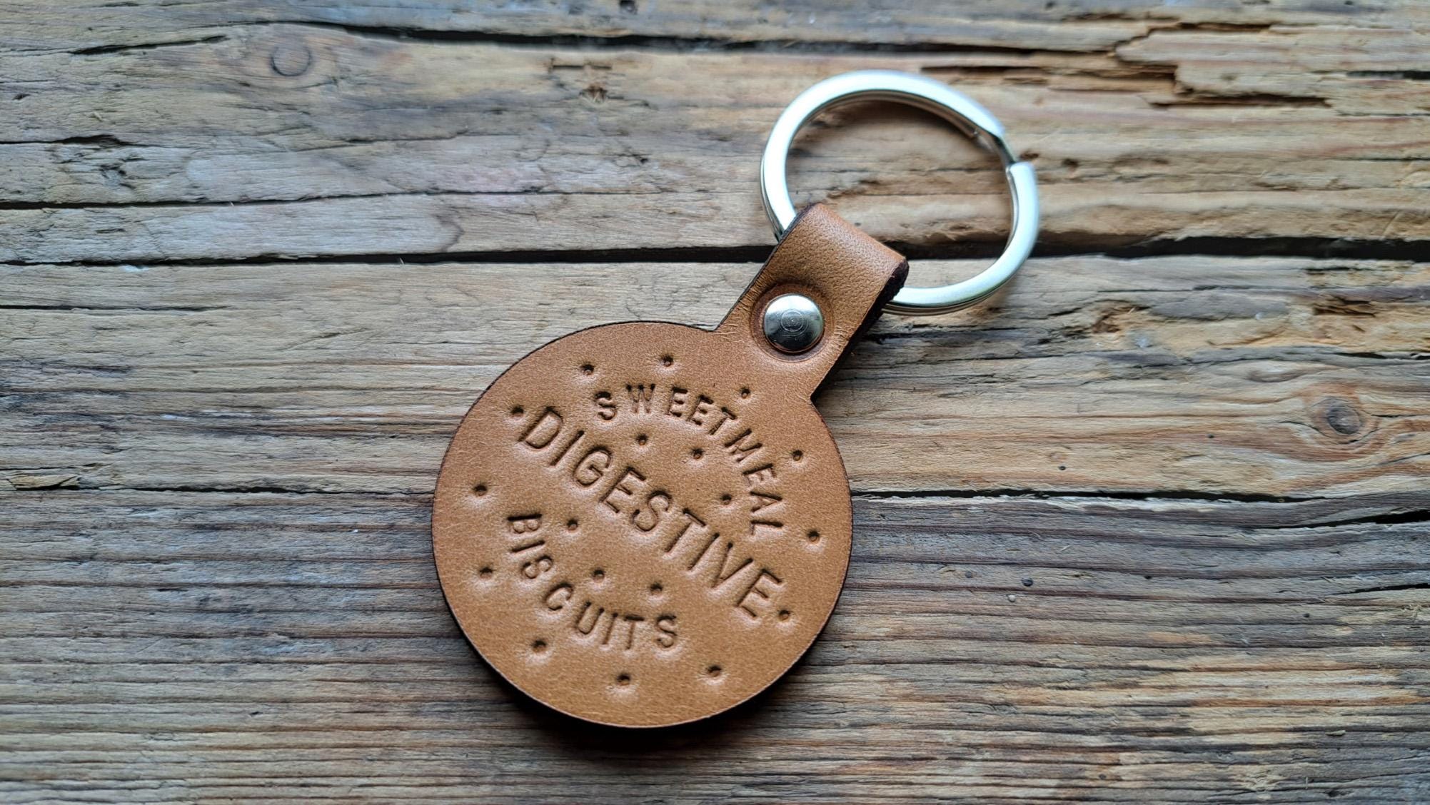 Digestive Biscuit Handmade Leather Keyring | Sweetmeal Biscuit Gift ...