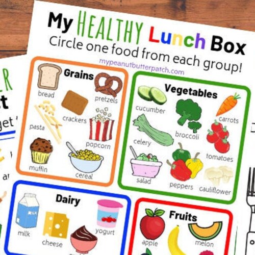My Healthy Lunch Box Checklist Little Helper Grocery - Etsy