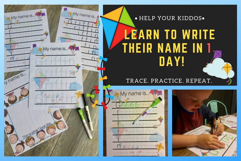Learn to Write My Name Kids Practice Writing Sheets - Etsy