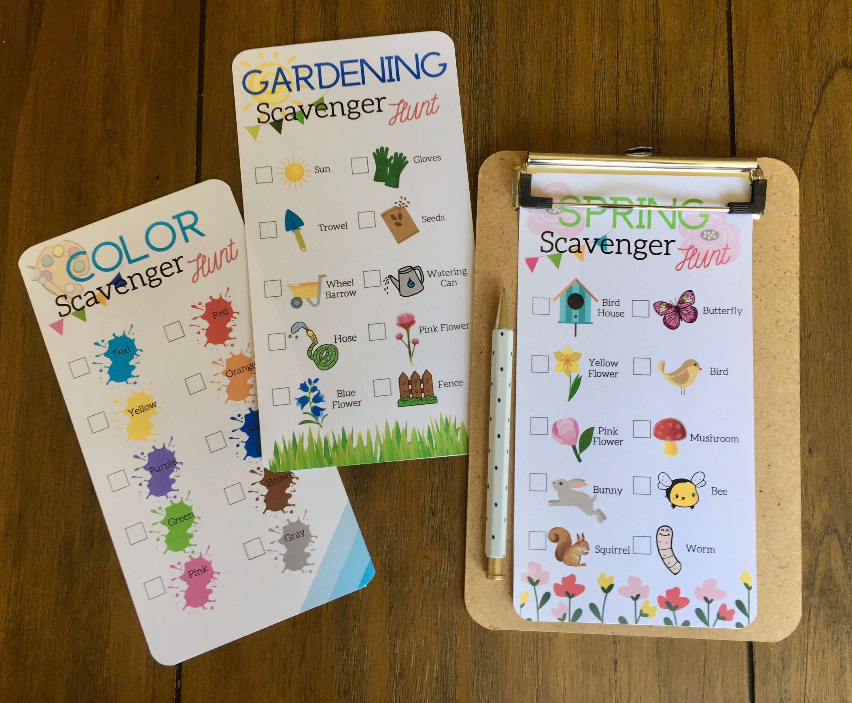 Kids Spring Scavenger Hunts Gardening Color PDF Instant - Etsy