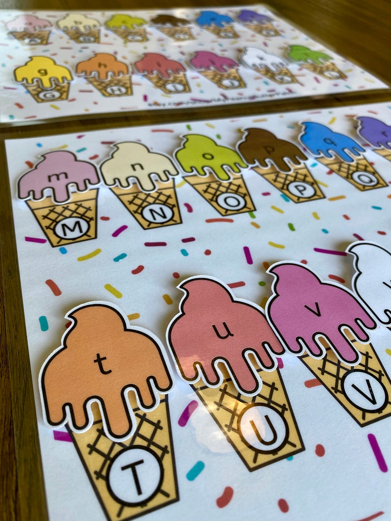 Upper and Lowercase Matching Ice Cream Cone Theme Velcro - Etsy