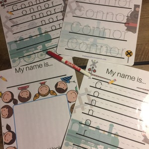 Dry Erase Learn to Write My Name Practice Sheets, Train Theme - Etsy