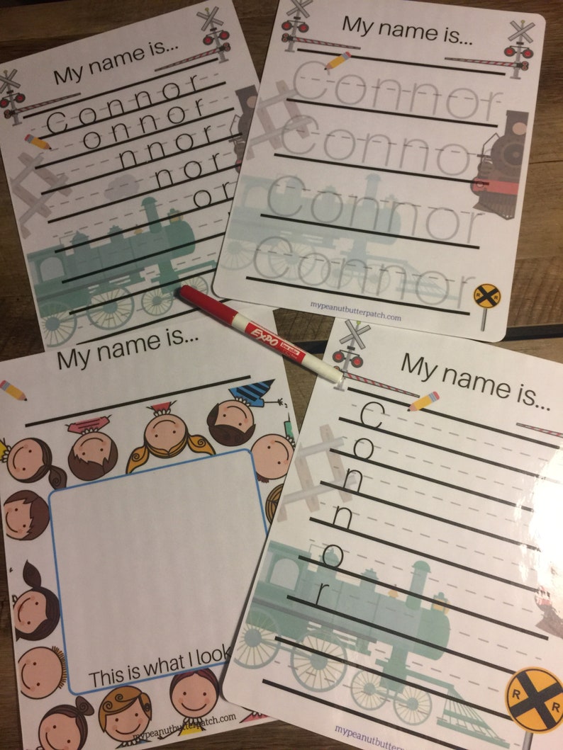 Dry Erase Learn to Write My Name Practice Sheets, Train Theme - Etsy