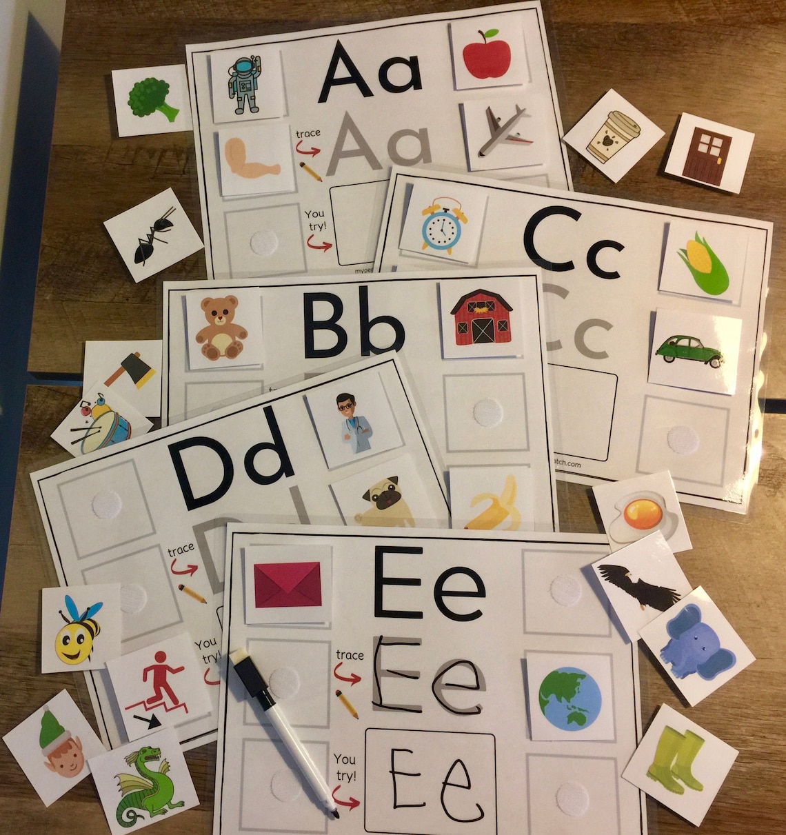 A-Z Alphabet Cards Tracing Practice Letter Sounds | Etsy