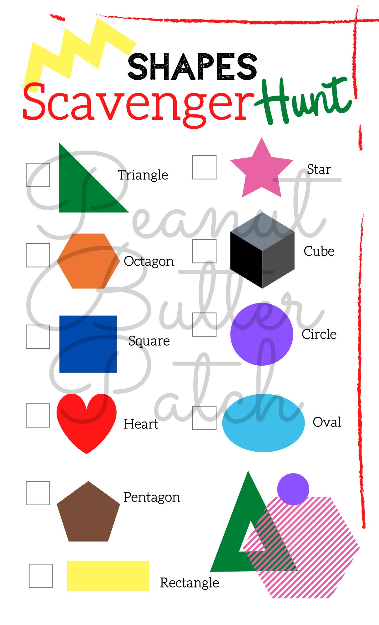 Neighborhood, Nature, Car Ride, & Shape Scavenger Hunts | PDF File - Etsy