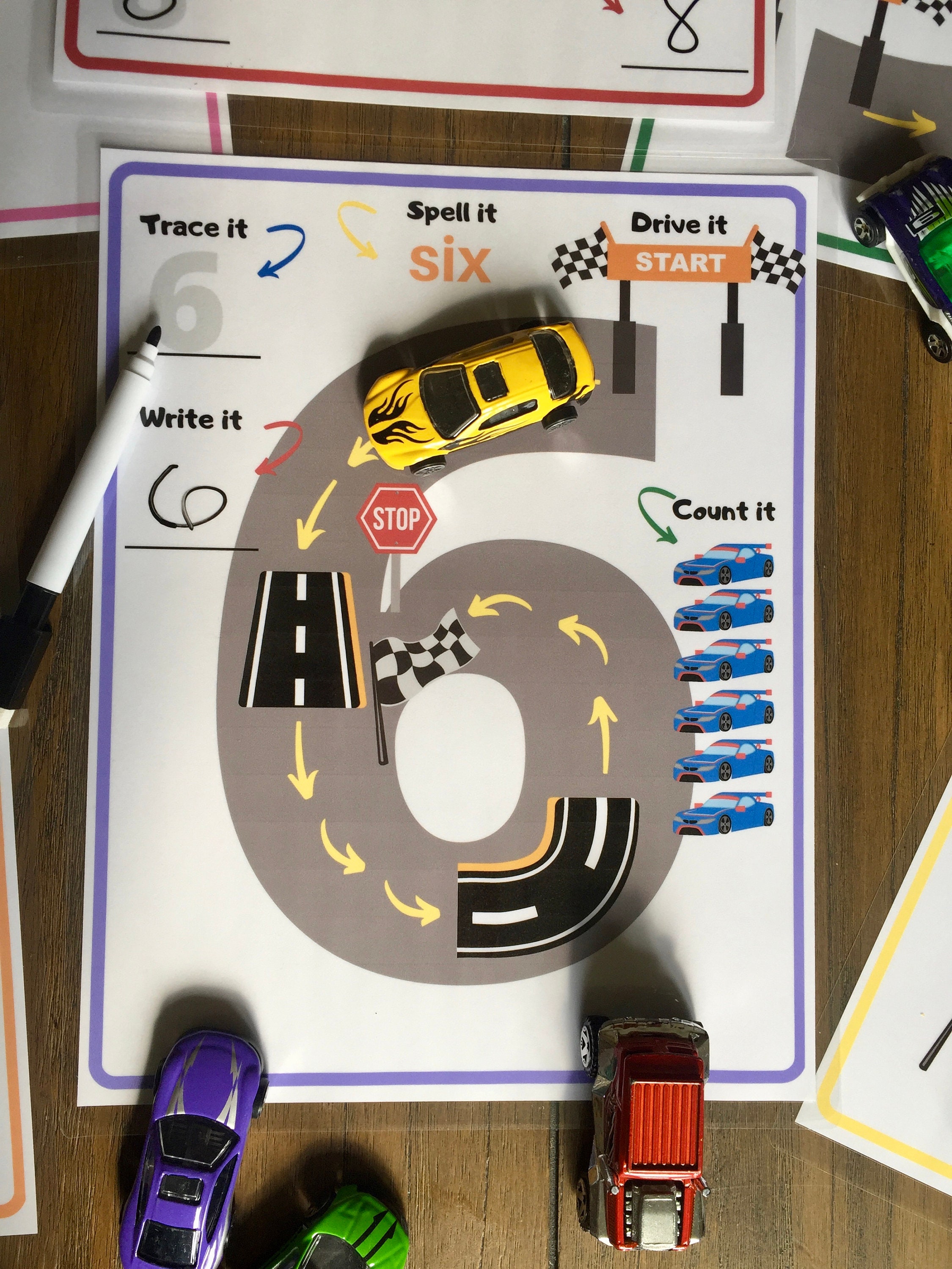 Number Car Mats | Drive It | Trace It | Write It | Count It | Spell It ...