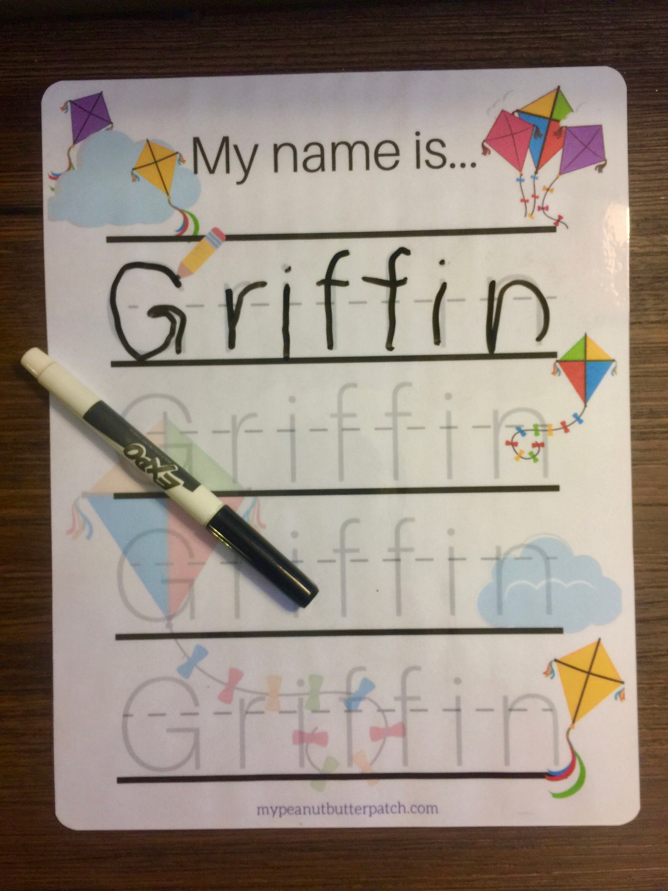 Dry Erase Learn to Write My Name Practice Sheets Kite Theme - Etsy