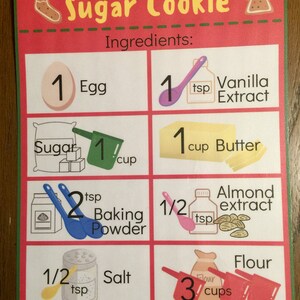 Kids' Sugar Cookie Recipe Cards | Ingredients & Tools Needed - Etsy