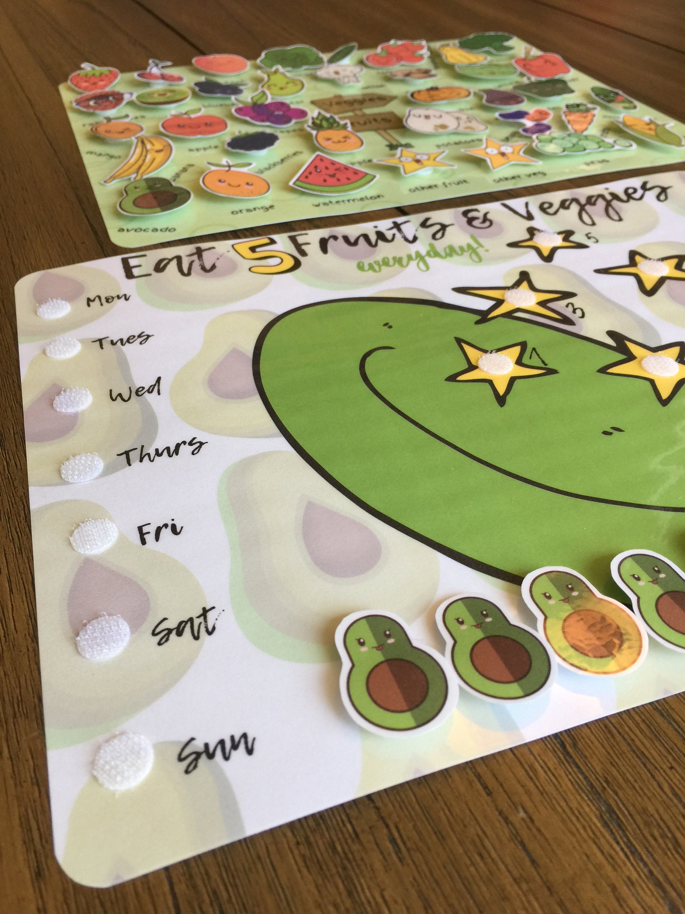 Kids Fruit and Veggie Chart, Avocado Theme - Etsy